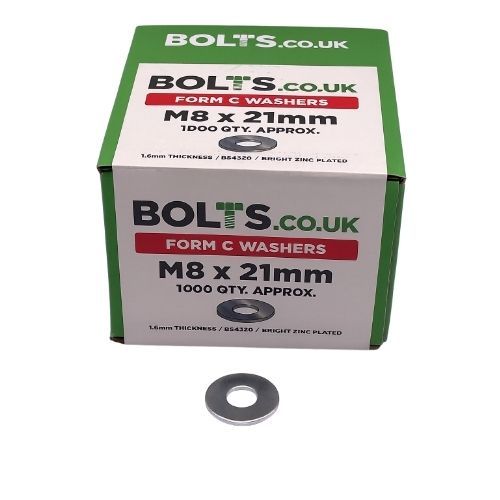 M8 - Flat Washer Form C BS 4320 - BZP - Industry Pack of 1000 | Flat Washers