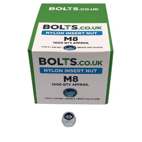 M8 - Nyloc Nut Type P DIN 982 Grade 8 - BZP - Industry Pack of 1000 | Nyloc Nuts