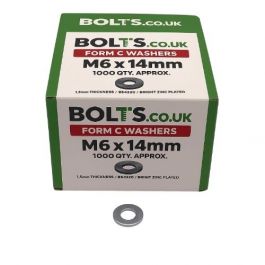 M6 - Flat Washer Form C BS 4320 - BZP - Industry Pack of 1000 | Flat Washers